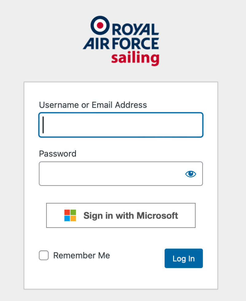 New RAFSA User Login Experience - RAF Sailing
